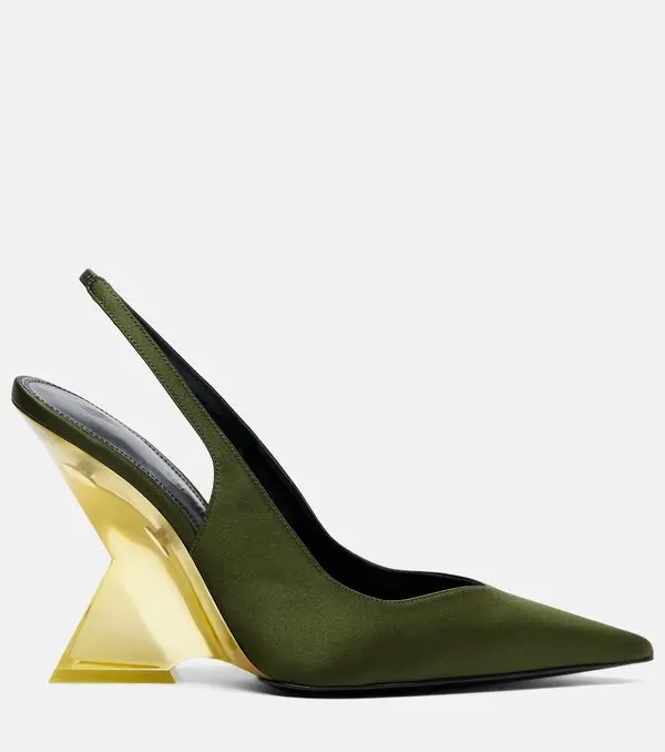 Attico Cheope Satin Slingback Wedges