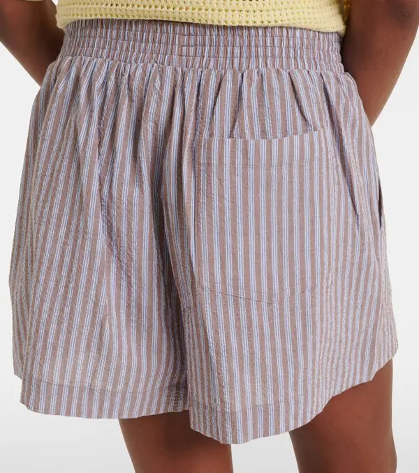 Varley Darina Seersucker Striped Cotton Shorts - Blue