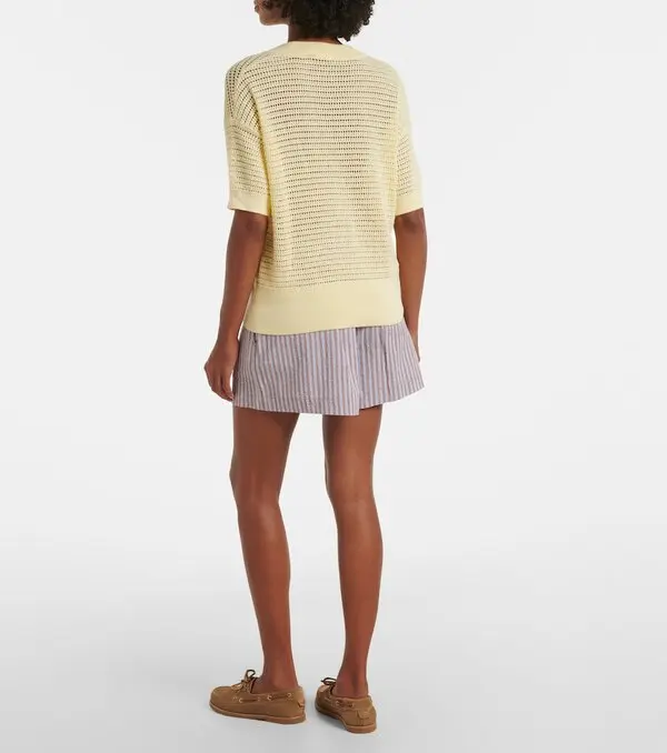 Varley Darina Seersucker Striped Cotton Shorts - Blue