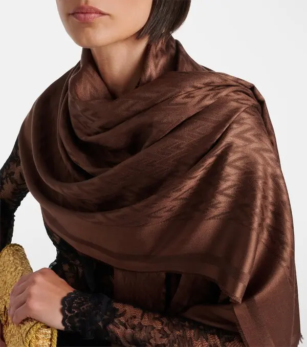 Valentino Garavani Toute La V Silk And Wool Scarf
