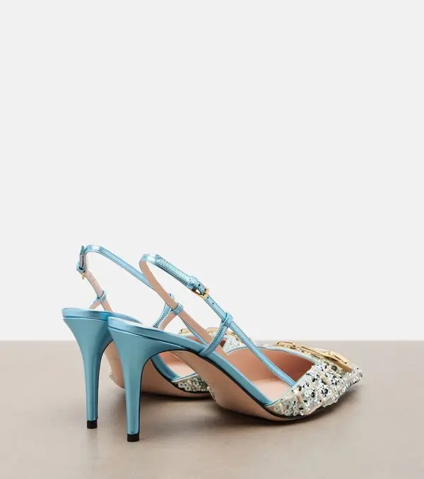Valentino Garavani Vlogo Signature Sequined Slingback Pumps