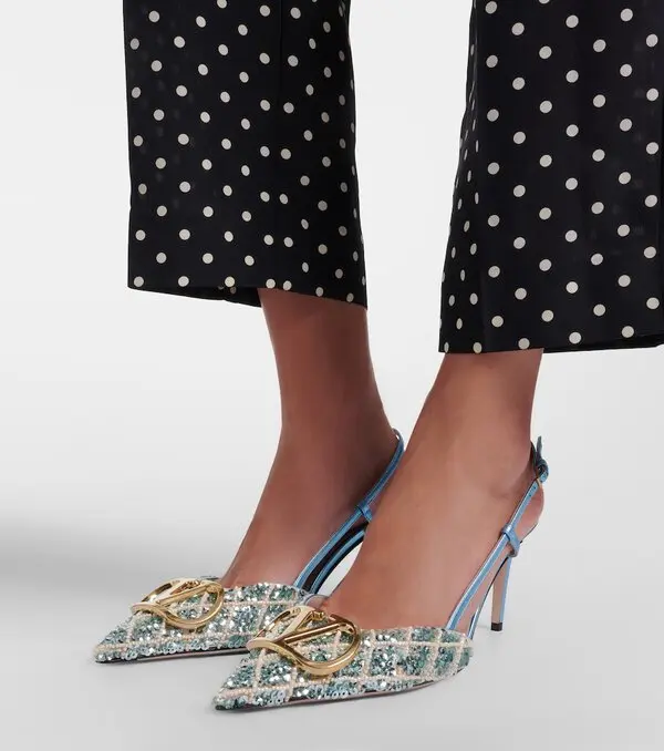 Valentino Garavani Vlogo Signature Sequined Slingback Pumps