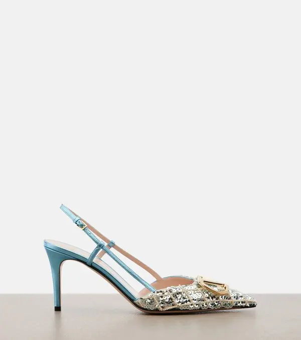 Valentino Garavani Vlogo Signature Sequined Slingback Pumps