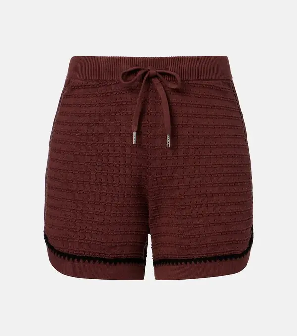 Varley Pointelle Cotton Shorts - Brown