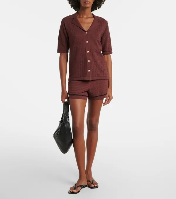Varley Pointelle Cotton Shorts - Brown