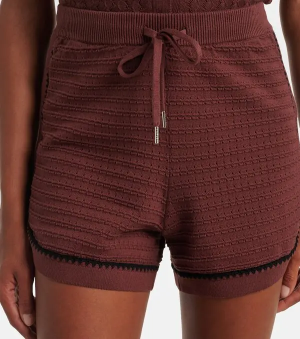 Varley Pointelle Cotton Shorts - Brown
