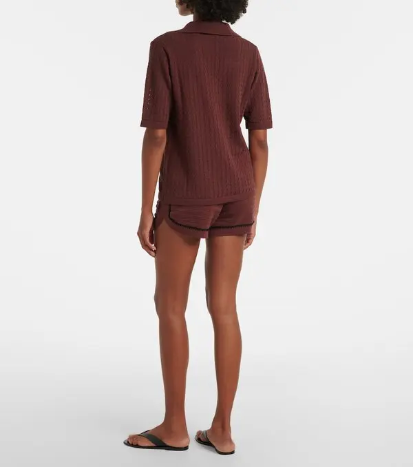 Varley Pointelle Cotton Shorts - Brown