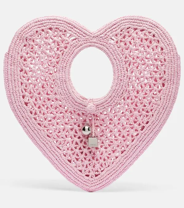 Jacquemus Spiaggia Coeur Small Raffia Top-handle Bag - Pink