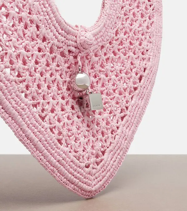 Jacquemus Spiaggia Coeur Small Raffia Top-handle Bag