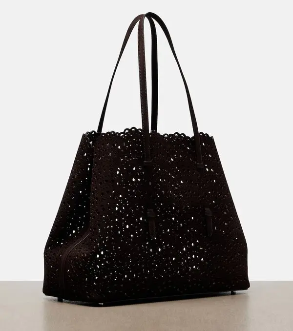 Alaïa Mina 37 Large Laser-cut Leather Tote Bag - Brown
