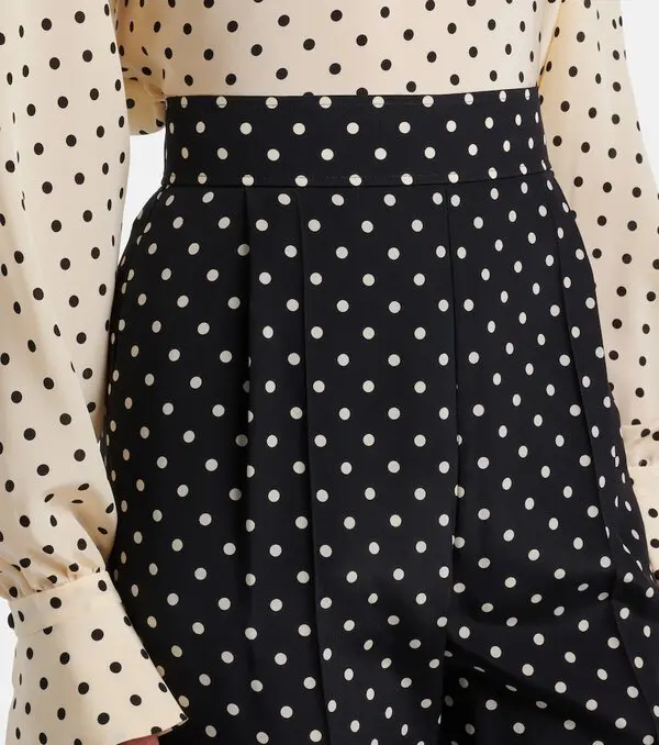 Valentino Garavani Silk Polka-dot Straight Leg Trousers