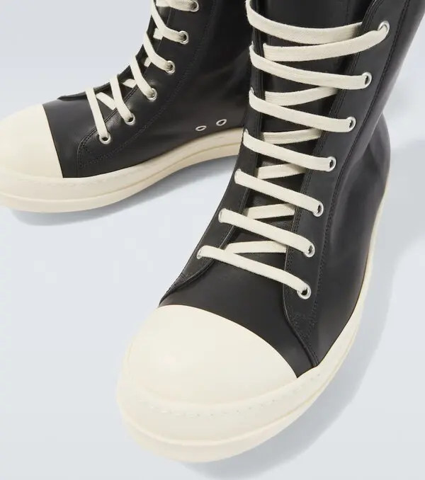 Rick Owens Jumbolace Leather High-top Sneakers