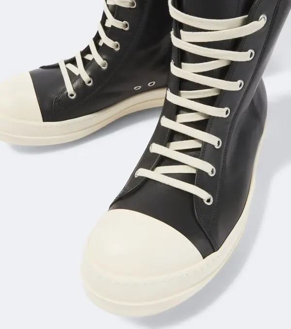 Rick Owens Jumbolace Leather High-top Sneakers