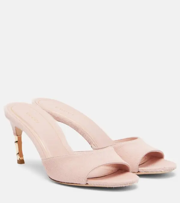 Gucci Castello Calf Hair Mules - Pink