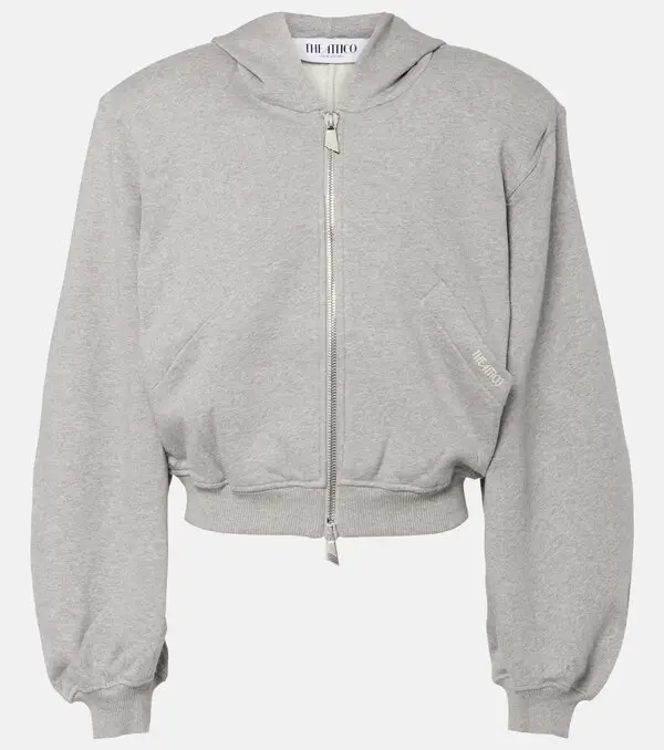 Attico Cotton Jersey Zip-up Hoodie - Grey