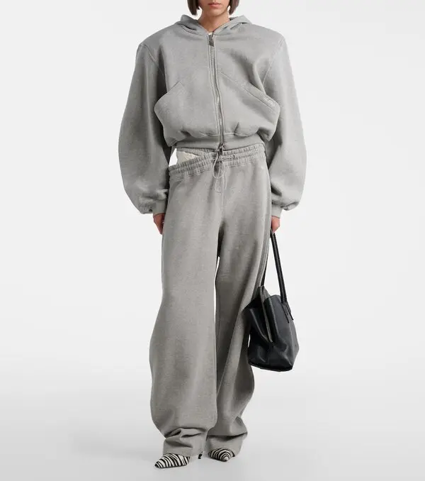 Attico Cotton Jersey Zip-up Hoodie - Grey