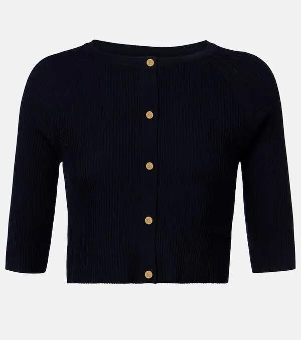 Max Mara Cropped Virgin Wool Cardigan - Blue