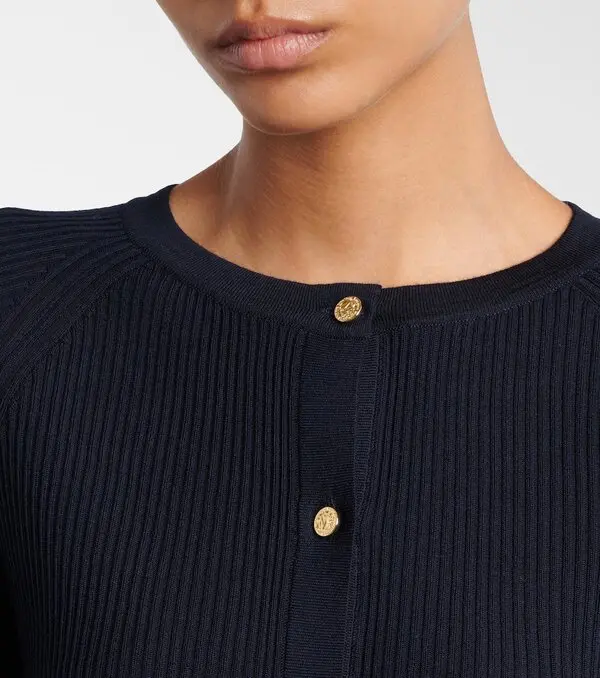 Max Mara Cropped Virgin Wool Cardigan - Blue