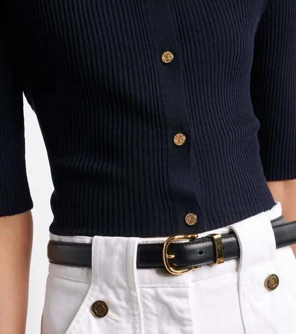 Max Mara Cropped Virgin Wool Cardigan - Blue
