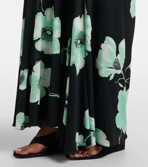 Alaïa Floral Ruched Jersey Maxi Dress