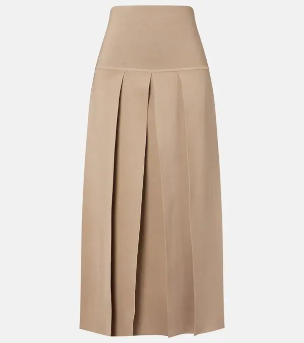 Alaïa Pleated Maxi Skirt In Mastic