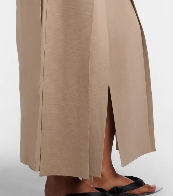 Alaïa Pleated Maxi Skirt In Mastic