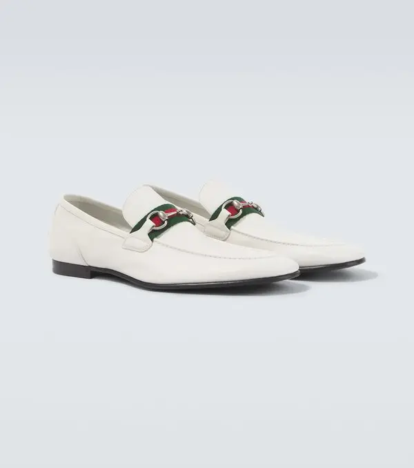 Gucci Como Horsebit Leather Loafers - White