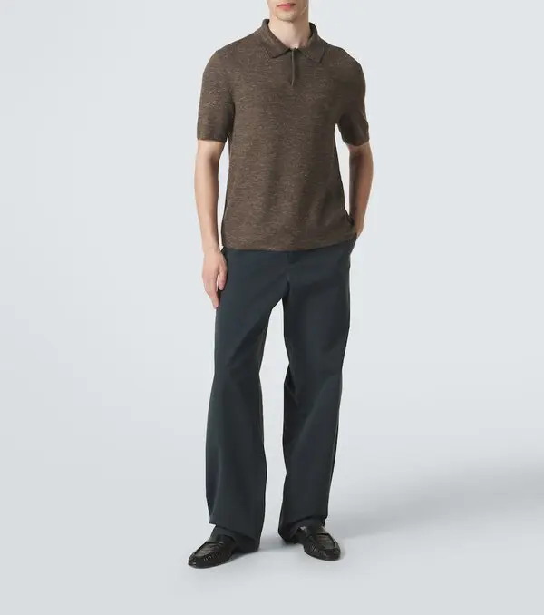 THE ROW Ravi Silk, Cashmere, And Linen Polo Shirt