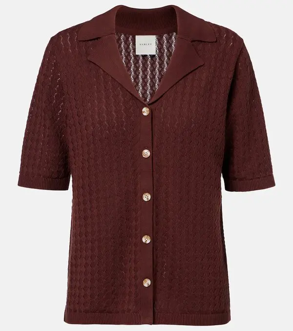 Varley Madelene Pointelle Cotton Shirt - Brown