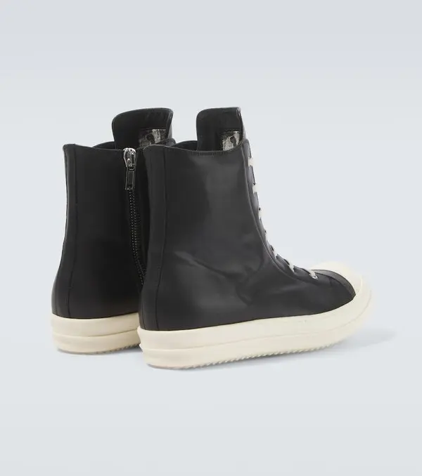 Rick Owens Jumbolace Leather High-top Sneakers - Black