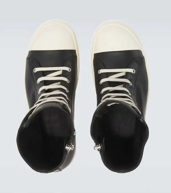 Rick Owens Jumbolace Leather High-top Sneakers - Black