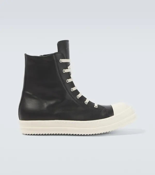 Rick Owens Jumbolace Leather High-top Sneakers - Black