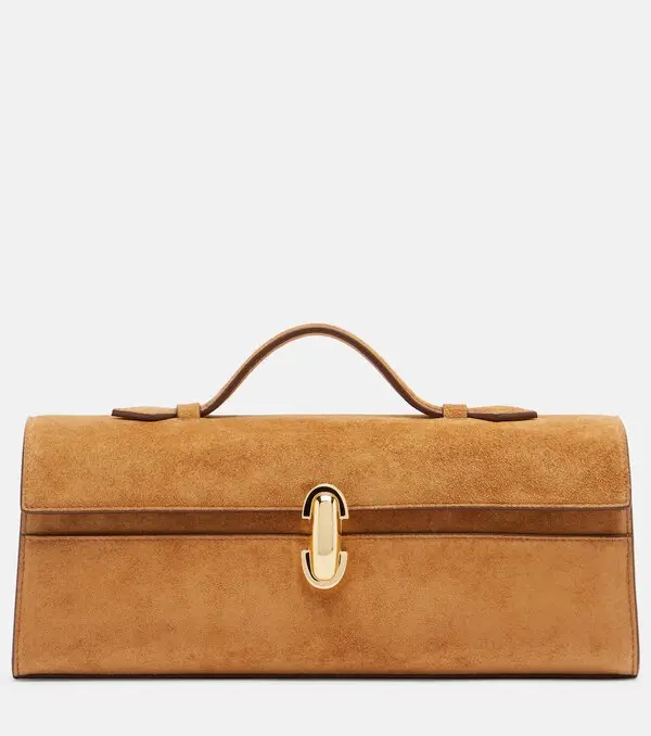 Savette Symmetry Slim Suede Top-handle Bag