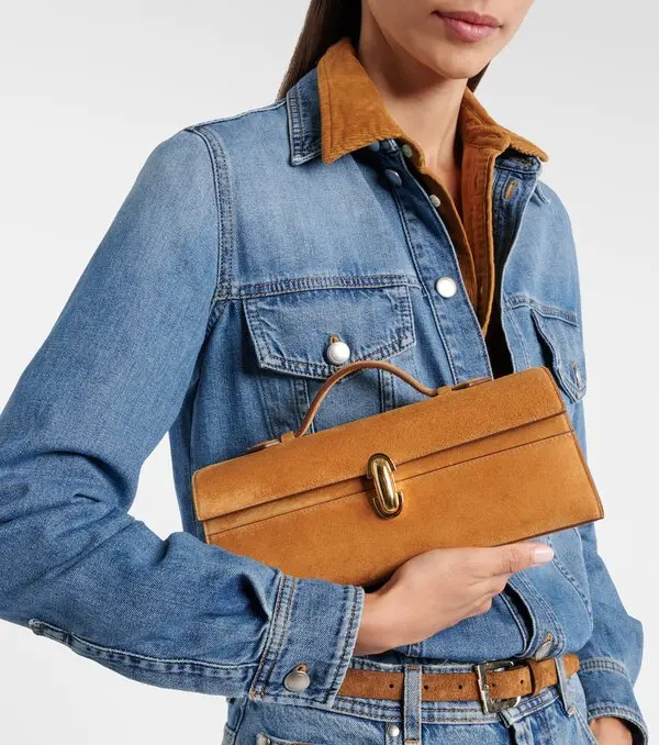 Savette Symmetry Slim Suede Top-handle Bag