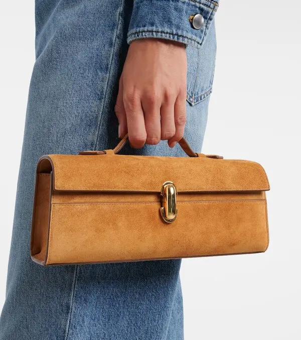 Savette Symmetry Slim Suede Top-handle Bag