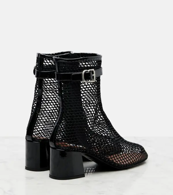 Alaïa Fishnet And Patent Leather Ankle Boots