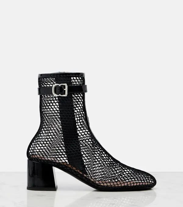 Alaïa Fishnet And Patent Leather Ankle Boots
