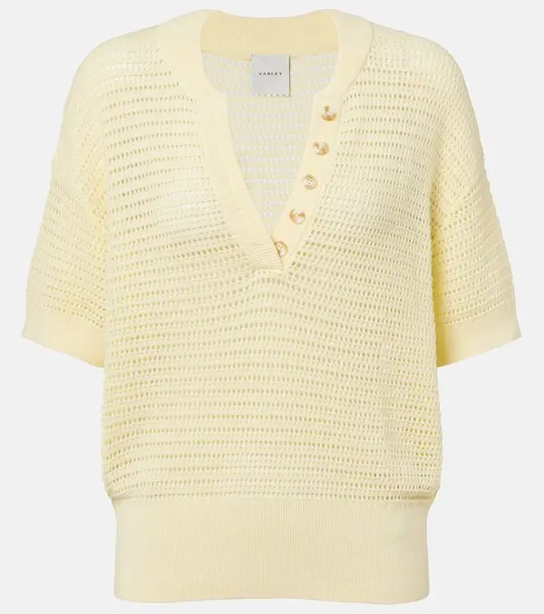 Varley Callie Open-knit Cotton Top - Yellow