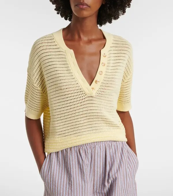 Varley Callie Open-knit Cotton Top