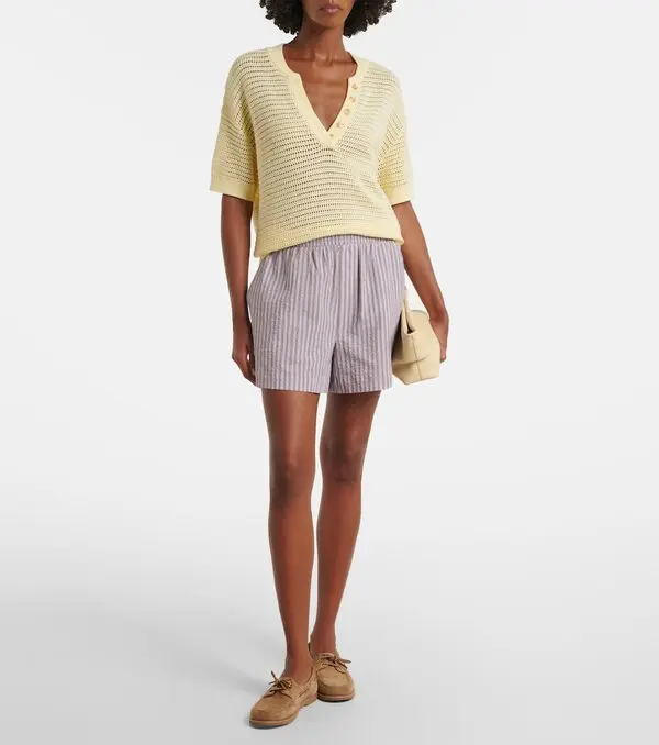 Varley Callie Open-knit Cotton Top