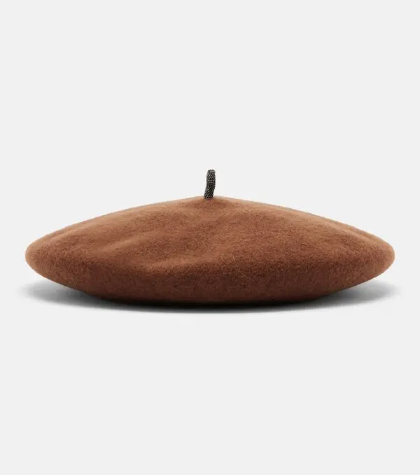 Brunello Cucinelli Monili Wool Beret - Brown