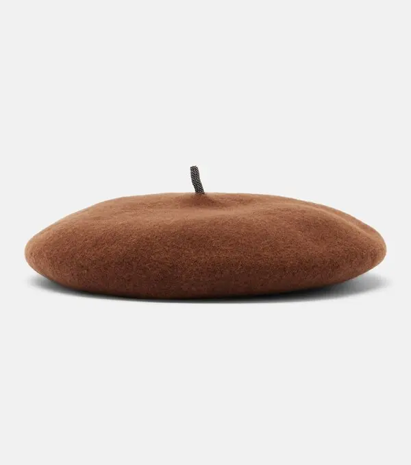 Brunello Cucinelli Monili Wool Beret - Brown