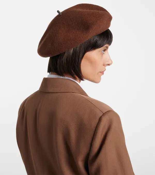 Brunello Cucinelli Monili Wool Beret - Brown