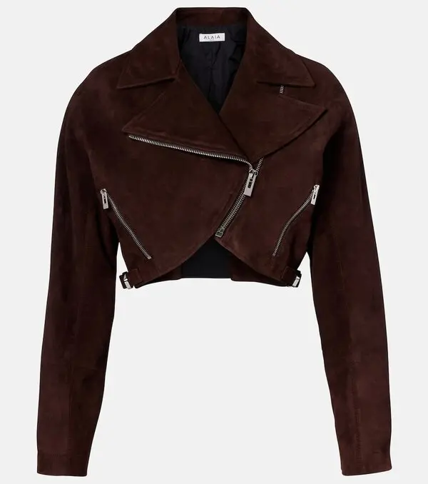 Alaïa Cropped Suede Biker Jacket