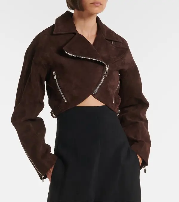 Alaïa Cropped Suede Biker Jacket