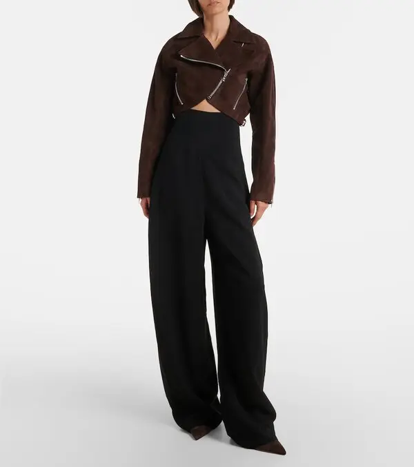 Alaïa Cropped Suede Biker Jacket