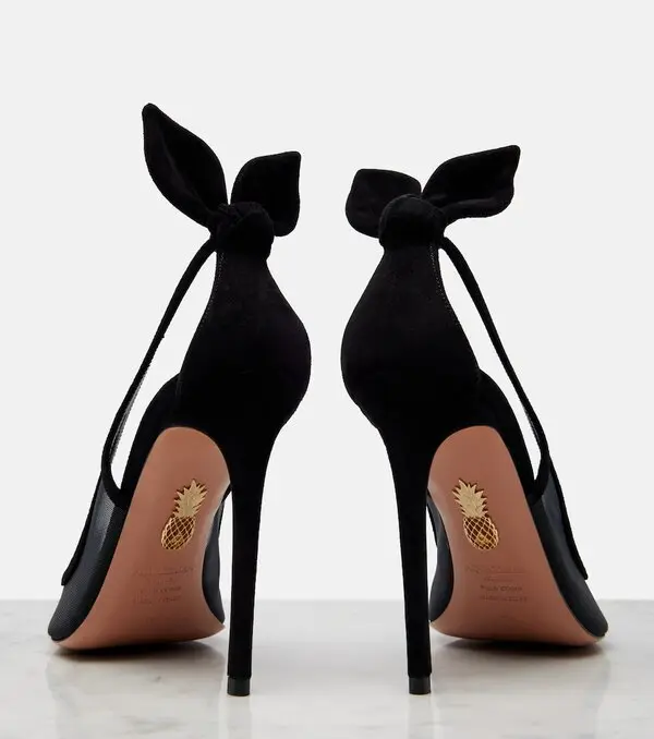 AQUAZZURA Mesh Pumps With Suede Trim And Bow Detail