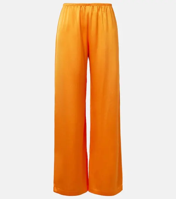 LESET Barb Satin Wide-leg Pants - Orange