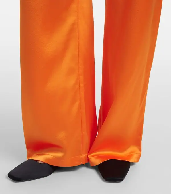 LESET Barb Satin Wide-leg Pants - Orange