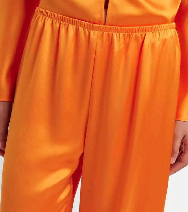 LESET Barb Satin Wide-leg Pants - Orange